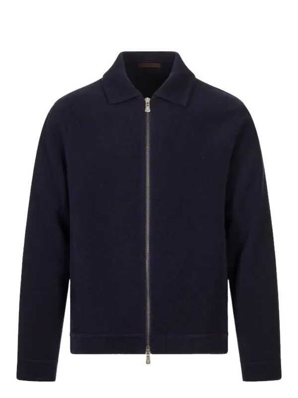 Fedeli Zip-up Collared Jacket - Black