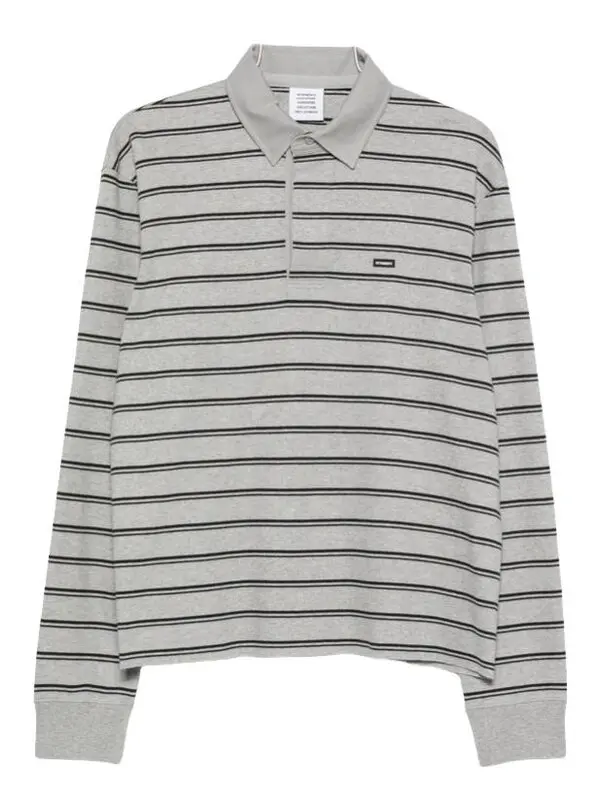 Vetements Horizontal Stripe Pattern Polo Collar - Grey