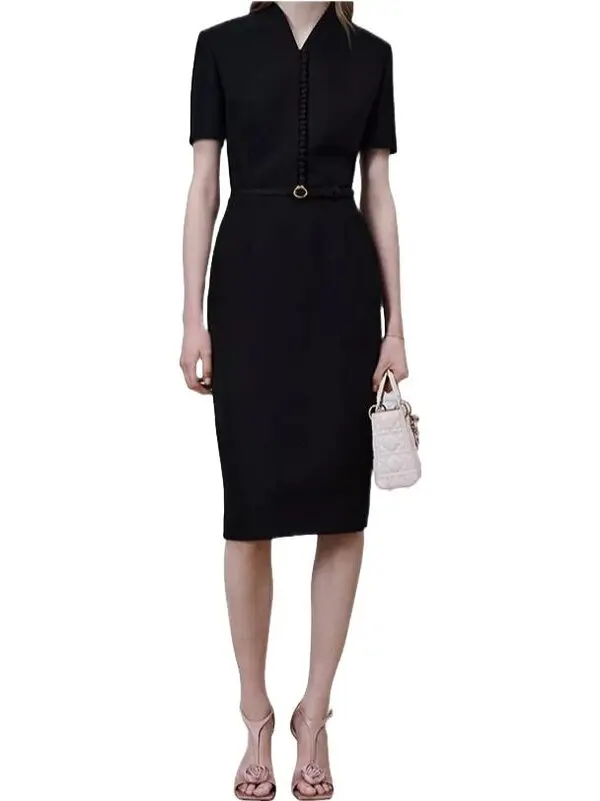 Dior Mid-length Belted Dress - Black