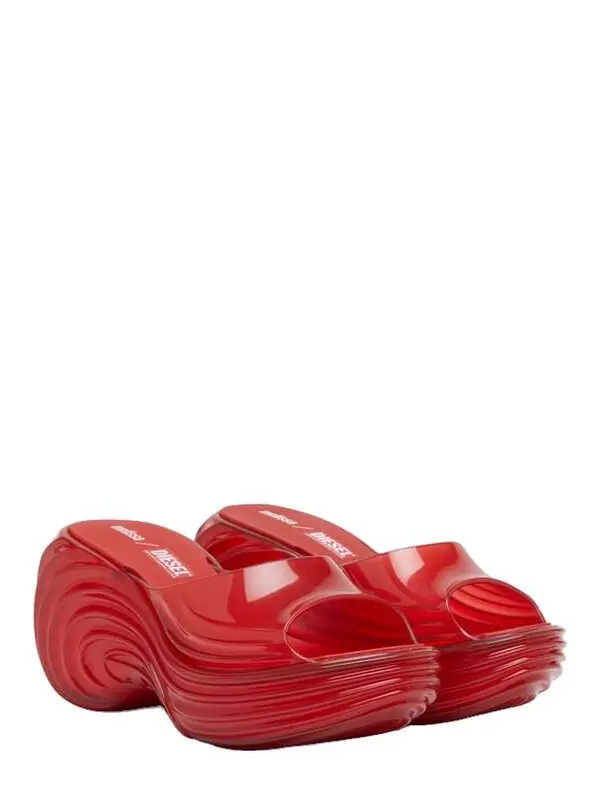 DIESEL® Platform Mule In Melflex With Oval D Monogram Sole - Red