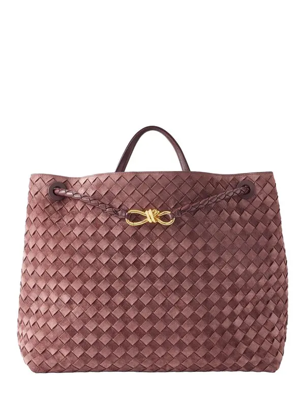 Bottega Veneta Andiamo Large Intrecciato Suede Tote - Red