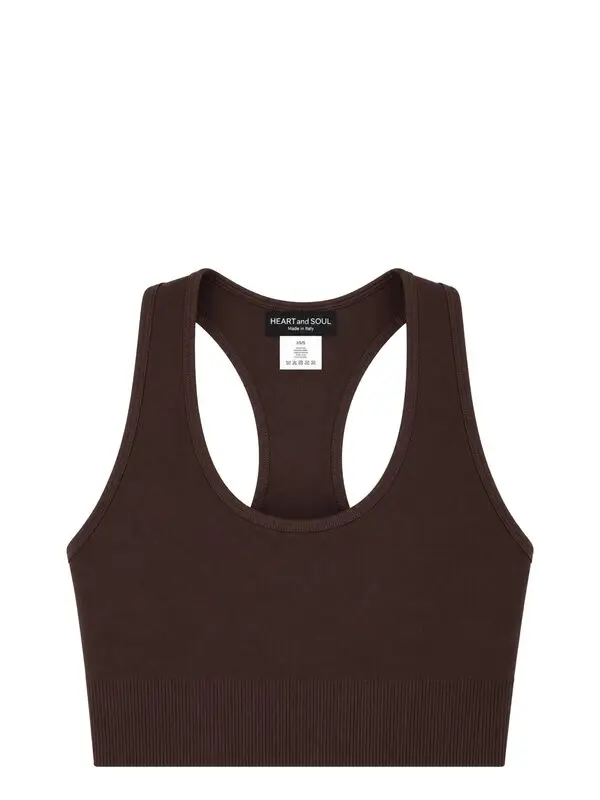 HEART AND SOUL Chocolate One Block Activewear Crop Top - Brown