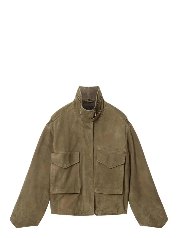 ALLSAINTS Suede Clay Bomber Jacket - Green