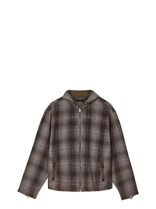 ALLSAINTS Santo Checked Zip-up Hoodie - Grey
