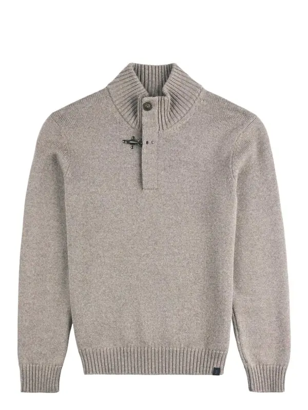 FAY Toggle-fastening Wool Sweater With Alcantara Details - Brown