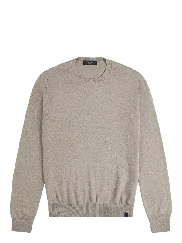 FAY Crew Neck Wool Sweater - Light Brown