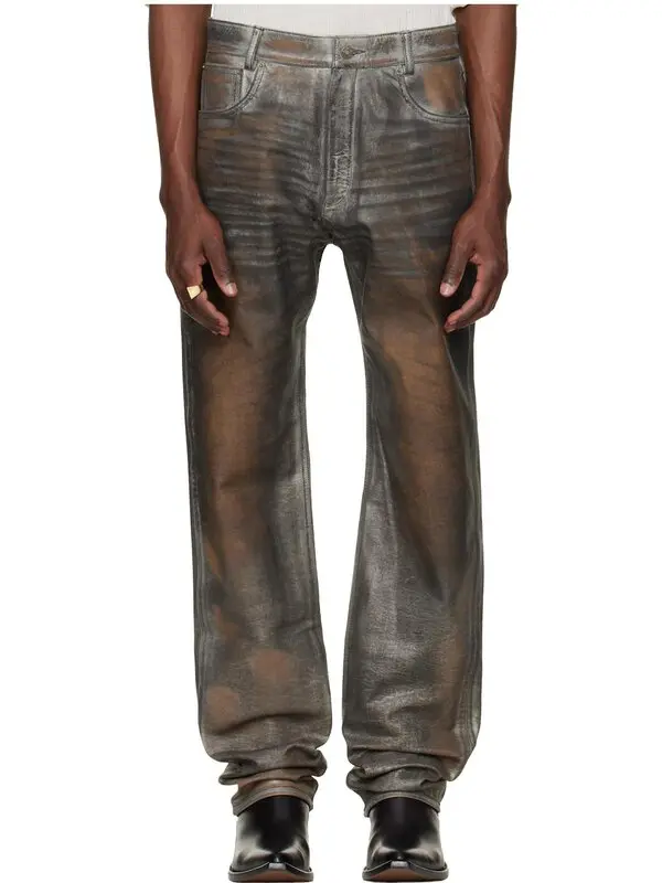 424 FAIRFAX Five-pocket Leather Trousers - Denim Bleached