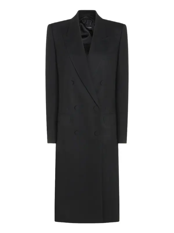 TOM FORD Double-breasted Long Coat - Black