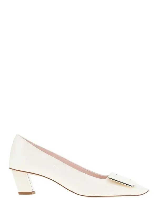 ROGER VIVIER Belle Vivier Patent Leather Pumps With Silver-finished Buckle - White