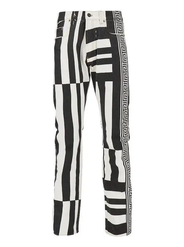 Versace Sylvester Print Denim Jeans - White