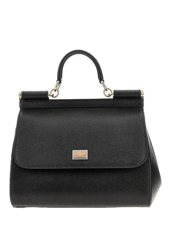 Dolce & Gabbana Dauphine Leather Large Sicily Top Handle Bag - Black