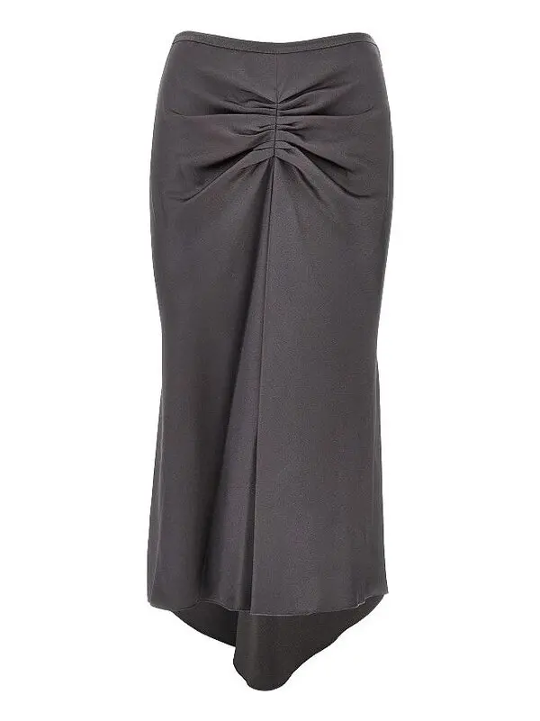 Victoria Beckham Crepe Back Satin Midi Skirt - Gray