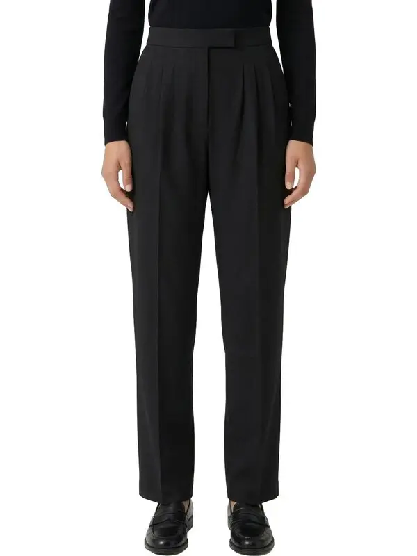 Saint Laurent Silk Pleated Trousers - Black