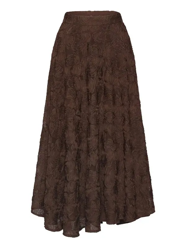 ROTATE BY BIRGER CHRISTENSEN Floral Appliqué Mesh Midi Skirt - Multicolor