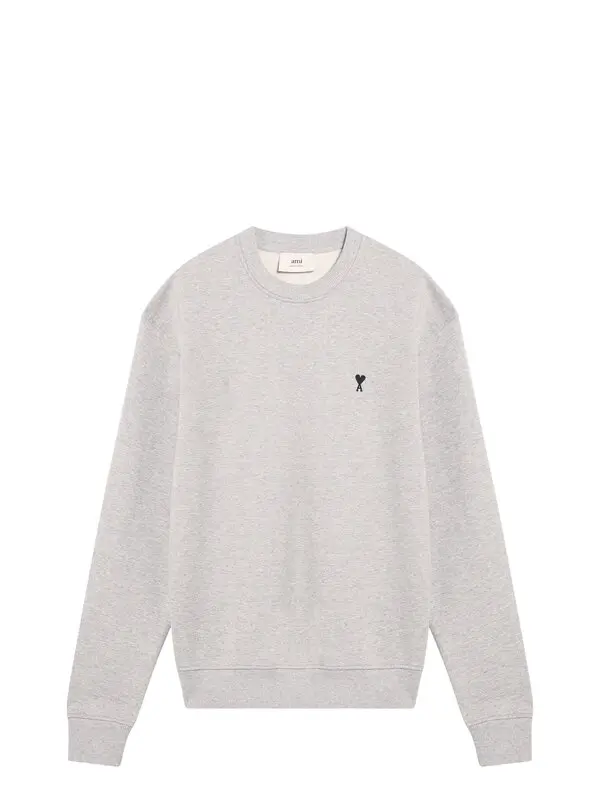 AMI Paris Crewneck Sweatshirt With Embroidered De Cœur - Gray