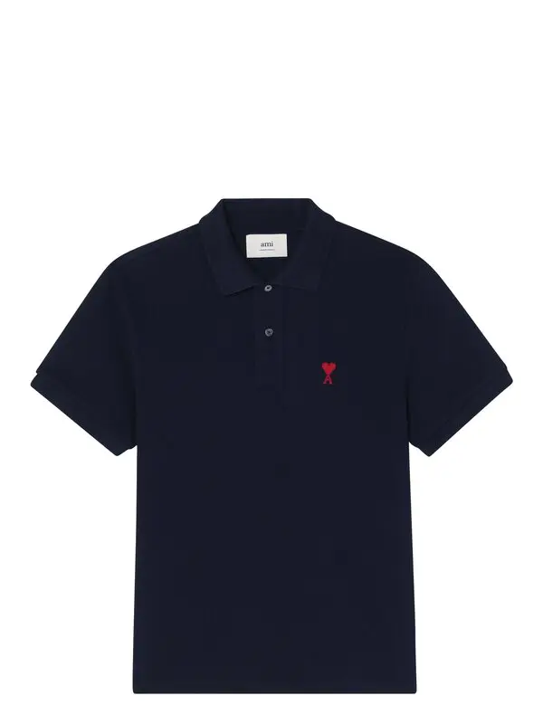 AMI Paris Midnight De Coeur Polo Shirt - Blue
