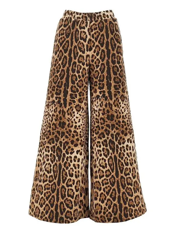 Dolce & Gabbana Wide-leg Leopard Print Pants - Brown