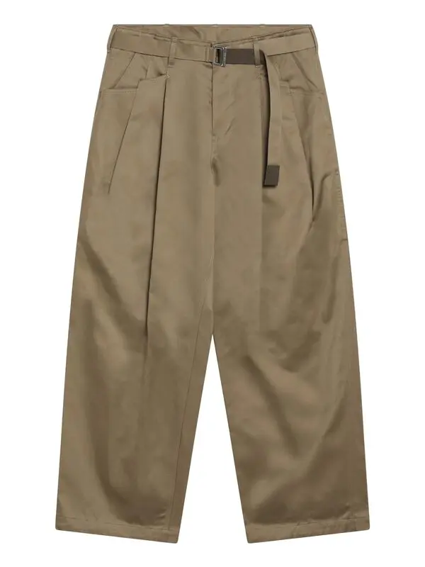 Sacai Beige Cotton Twill Trousers With Belt - Cream