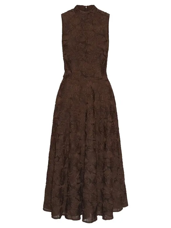 ROTATE BY BIRGER CHRISTENSEN Sleeveless Turtleneck Floral Mesh Maxi Dress - Multicolor