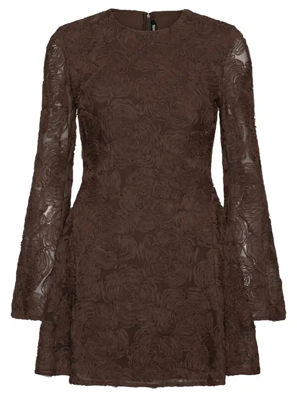 ROTATE BY BIRGER CHRISTENSEN Floral Mesh Long Sleeve Mini Dress - Multicolor