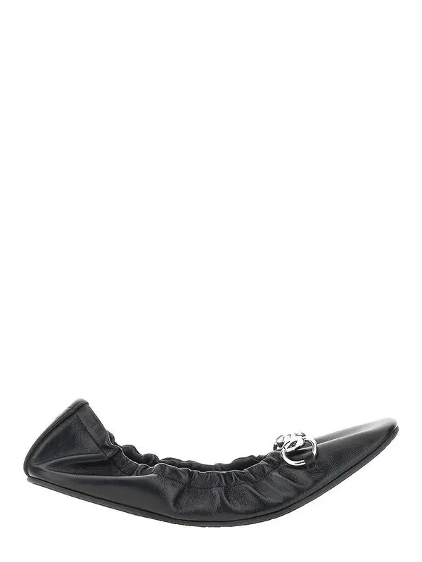 Gucci Prima Leather Ballerinas With Horsebit Detail - Black