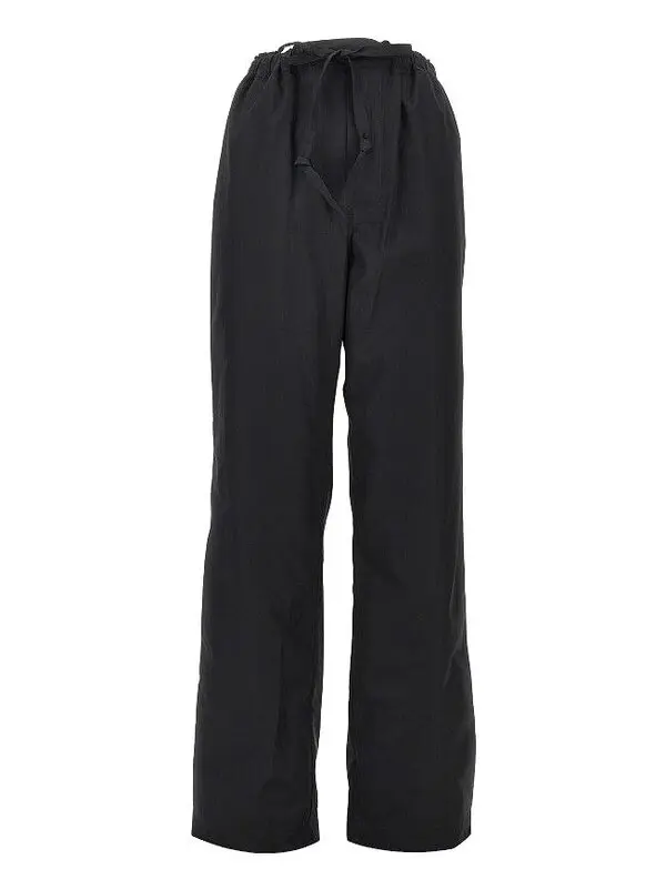 Phoebe Philo Cotton Poplin Wide Leg Trousers - Black