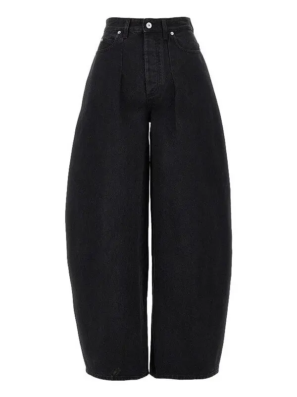 Jacquemus Ovalo Wide Leg Denim Pants - Black
