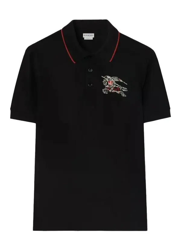 Burberry Heart Knight Cotton Polo Shirt - Black