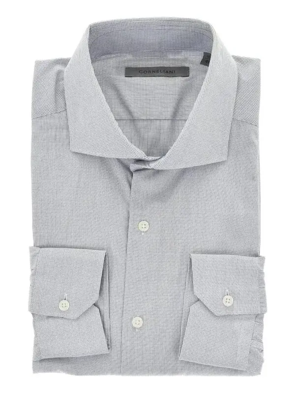 Corneliani Mini-check Cotton Shirt - Blue