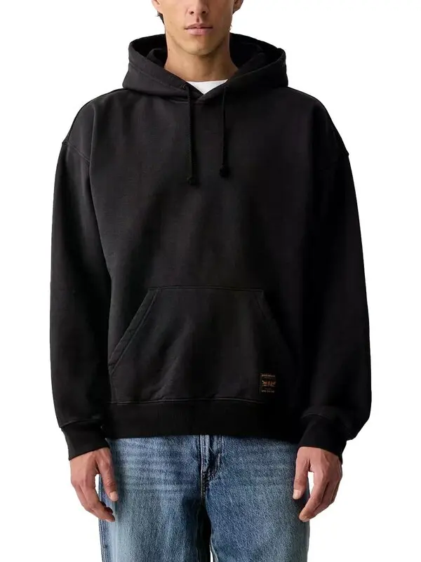 LEVI'S Logo Patch Drawstring Hoodie - Black
