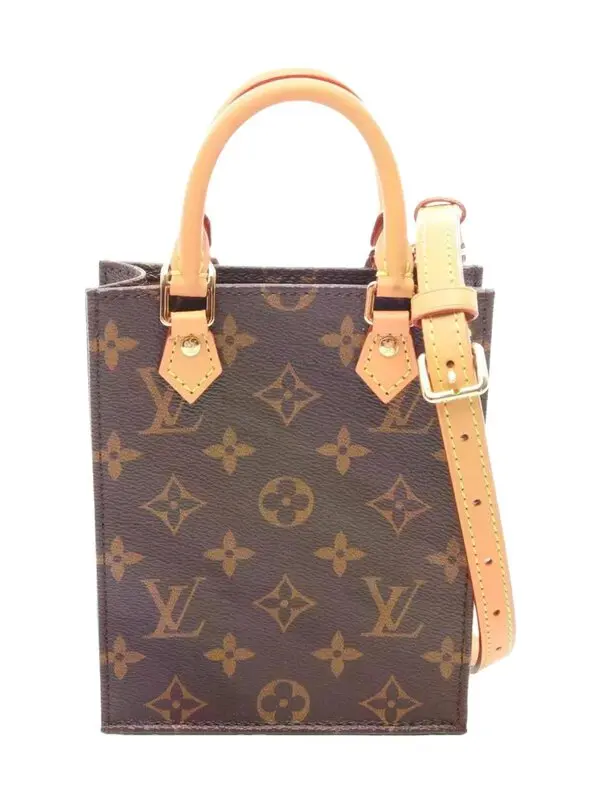 LOUIS VUITTON Monogram Canvas Petite Sac Plat Tote Bag - Brown