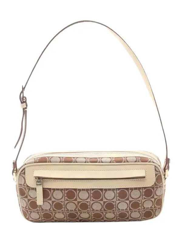 FERRAGAMO Gancini Print Shoulder Bag - Brown