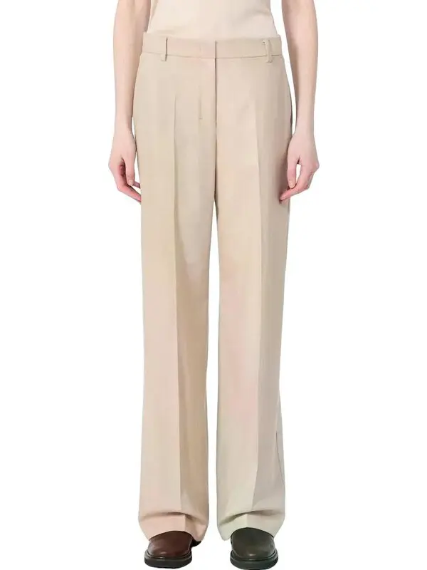 Max Mara Wide Leg Pressed Crease Trousers - Neutrals