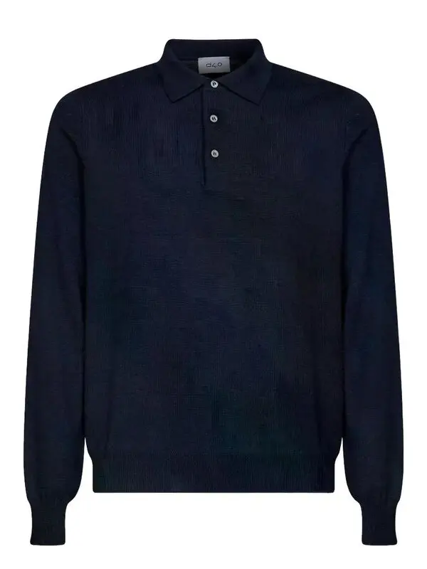 D4.0 Long-sleeve Knitted Polo Shirt - Blue