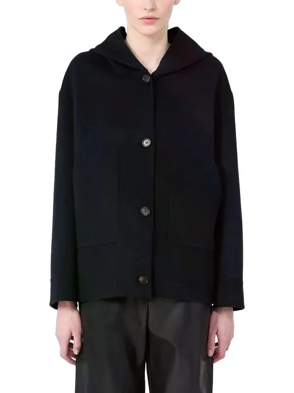 Max Mara Hooded Virgin-wool Coat - Blue