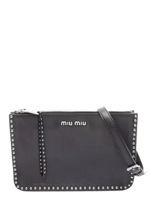 Miu Miu Studded Shoulder Bag - Black