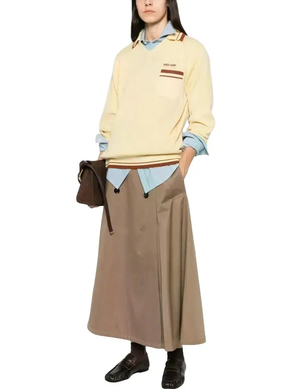 Miu Miu Long Sleeve Polo Collar Sweater - Yellow