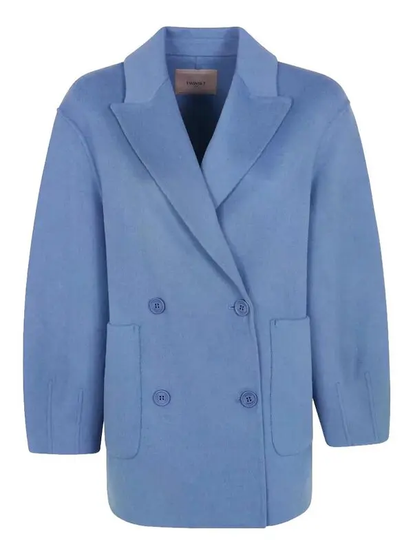 TWINSET Wool-blend Cloth Caban Coat - Blue