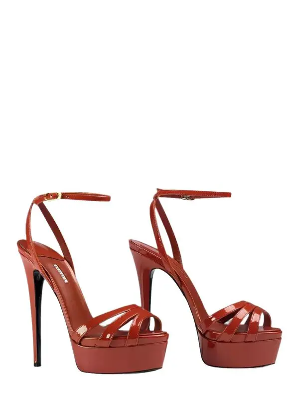LE SILLA Lola Patent-calf Leather Platform Stiletto Sandals - Red