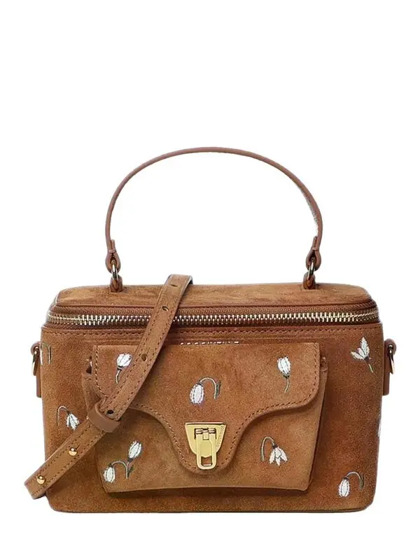 COCCINELLE Embroidered Suede Tote Bag - Brown