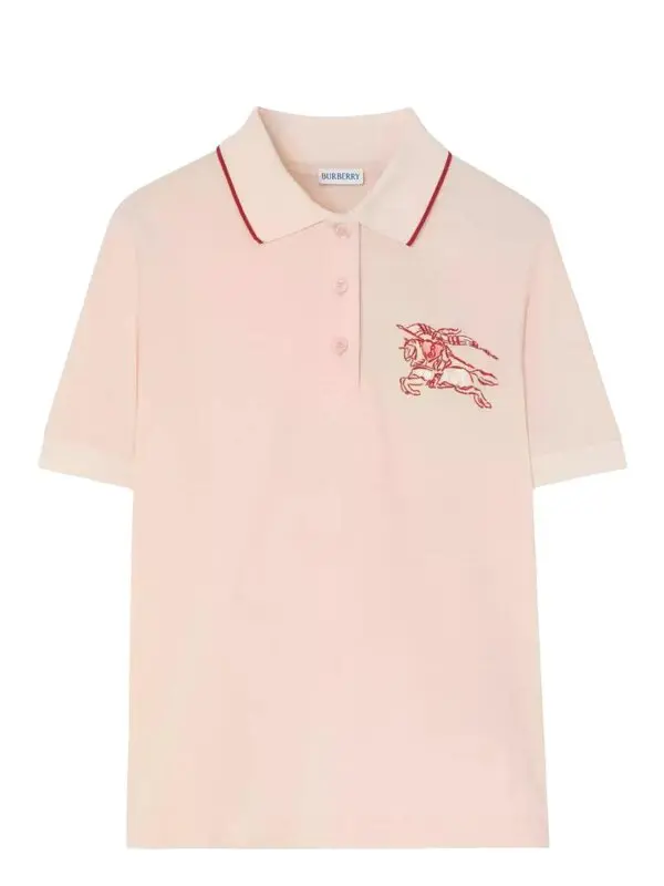 Burberry Knight Heart Embroidered Cotton Piqué Polo Shirt - Pink