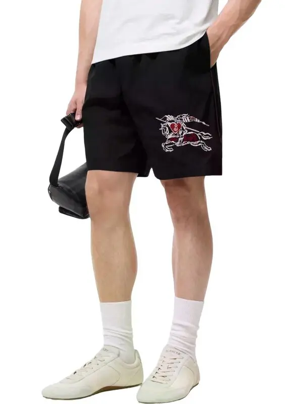 Burberry Knight Heart Cotton Poplin Shorts - Black