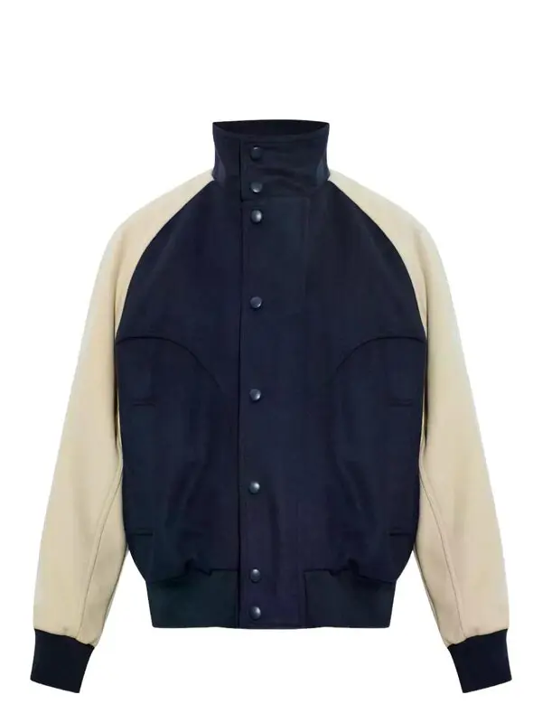 Balmain Logo-embroidered Colour-block Bomber Jacket - Blue