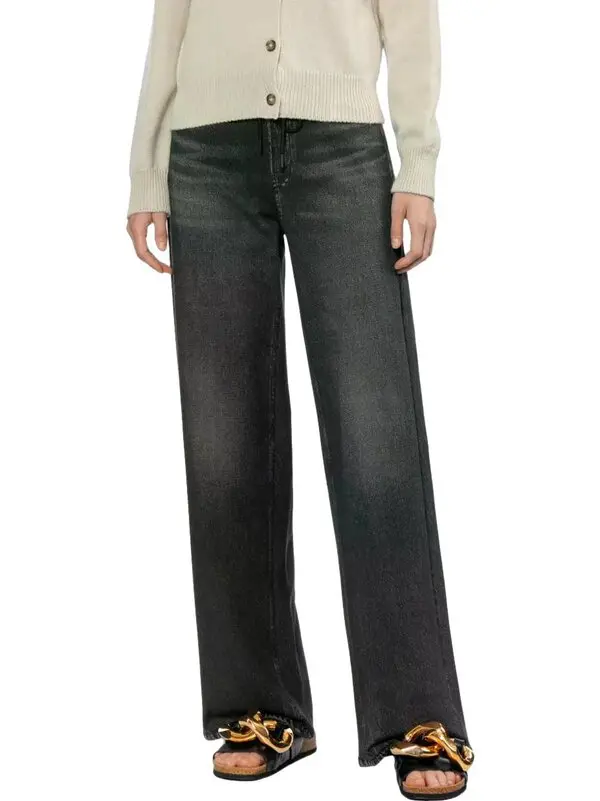 Rag & Bone Faded Wide-leg Trousers - Black