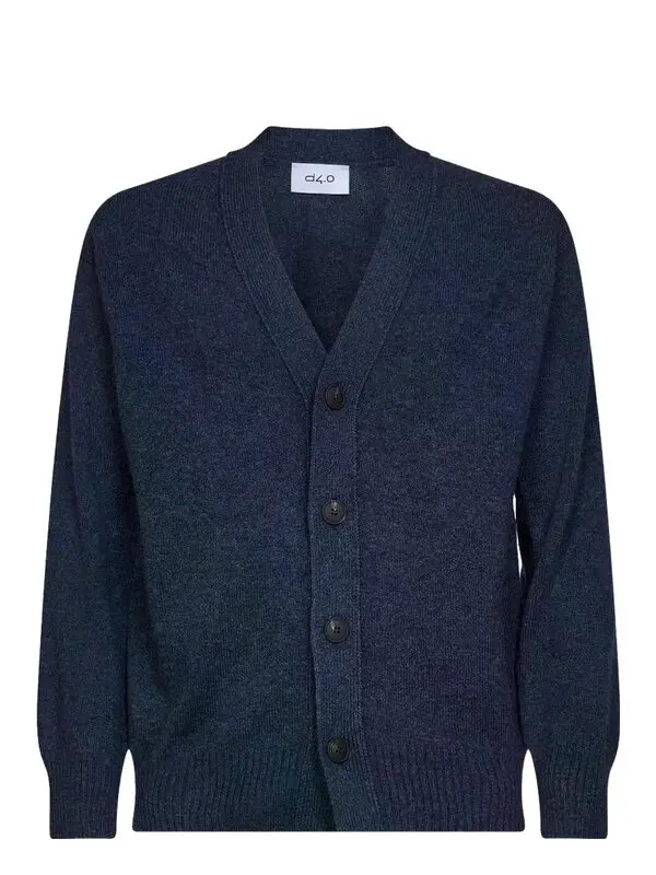 D4.0 Virgin Wool V-neck Cardigan - Blue