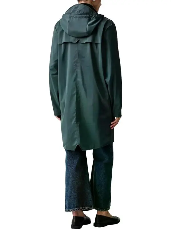 Rains Hooded Press-stud Parka - Green
