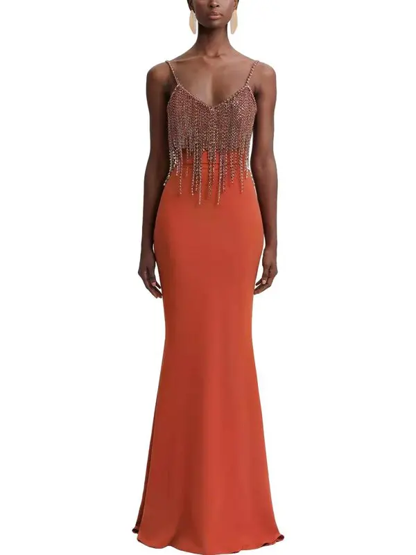 GEMY MAALOUF High-waisted Floor-length Mermaid Skirt - Orange