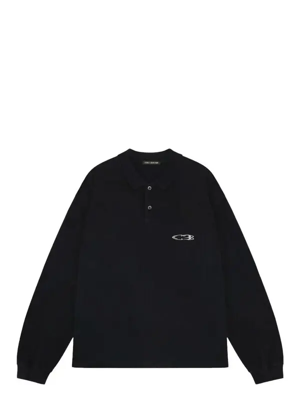 COLE BUXTON Logo-embroidered Polo-collar Sweater - Black