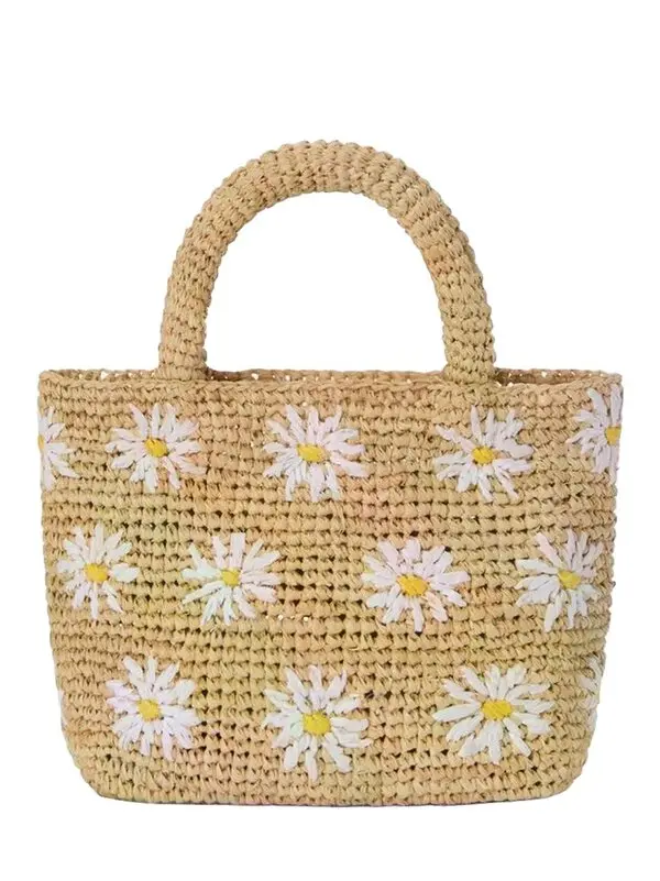 MC2 SAINT BARTH Raffia Daisy Mini Bag - Neutrals