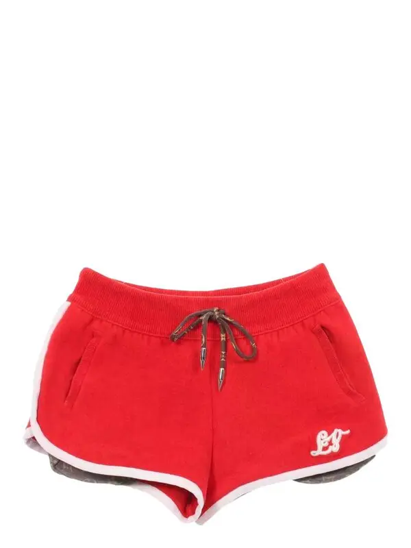 LOUIS VUITTON Logo Embroidered Drawstring Shorts - Red
